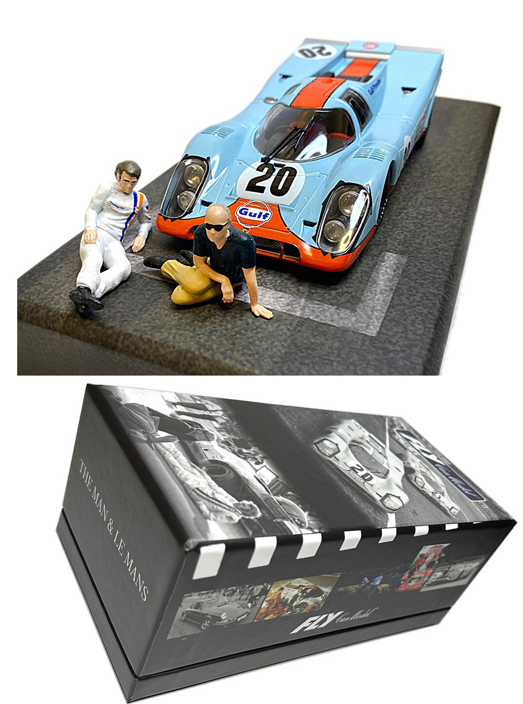 Fly E2063 Porsche 917K Gulf Making of Le Mans + 2 Figures 1/32 Slot Car | PowerHobby