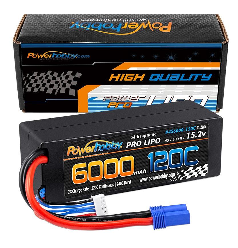 Powerhobby 4s 15.2v 6000MAH 120C Graphene + HV Lipo Battery w EC5 Plug Hard Case | PowerHobby