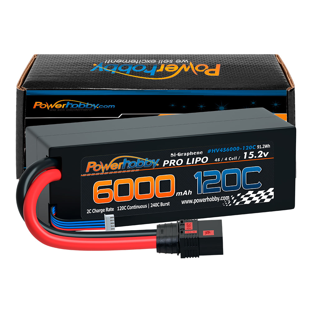 Powerhobby 4s 15.2v 6000MAH 120C Graphene + HV Lipo Battery QS8 Plug Hard Case 8AWG | PowerHobby