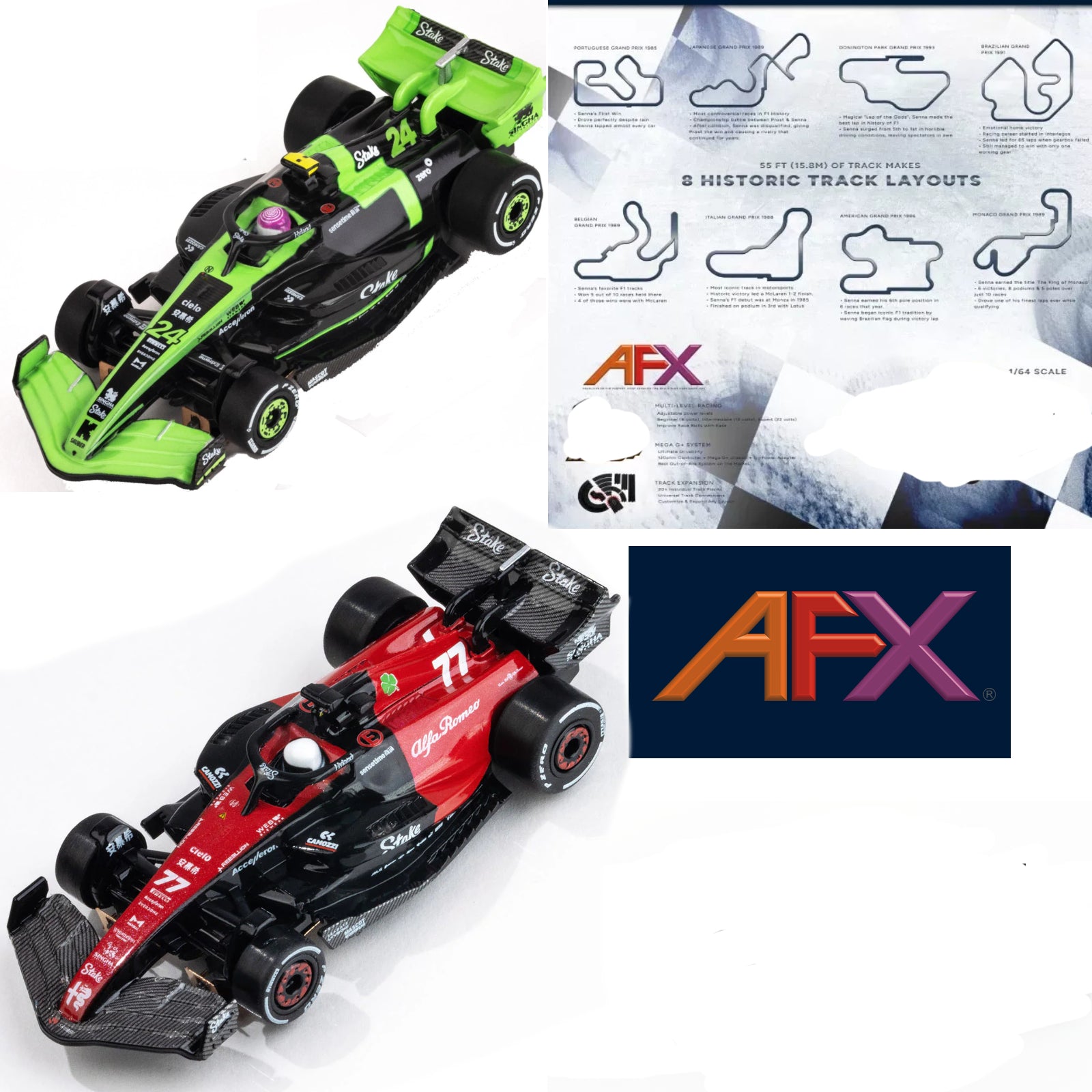 AFX Formula 1 F1 One HO Scale Slot Car Race Set 55 Feet Track for Auto ...