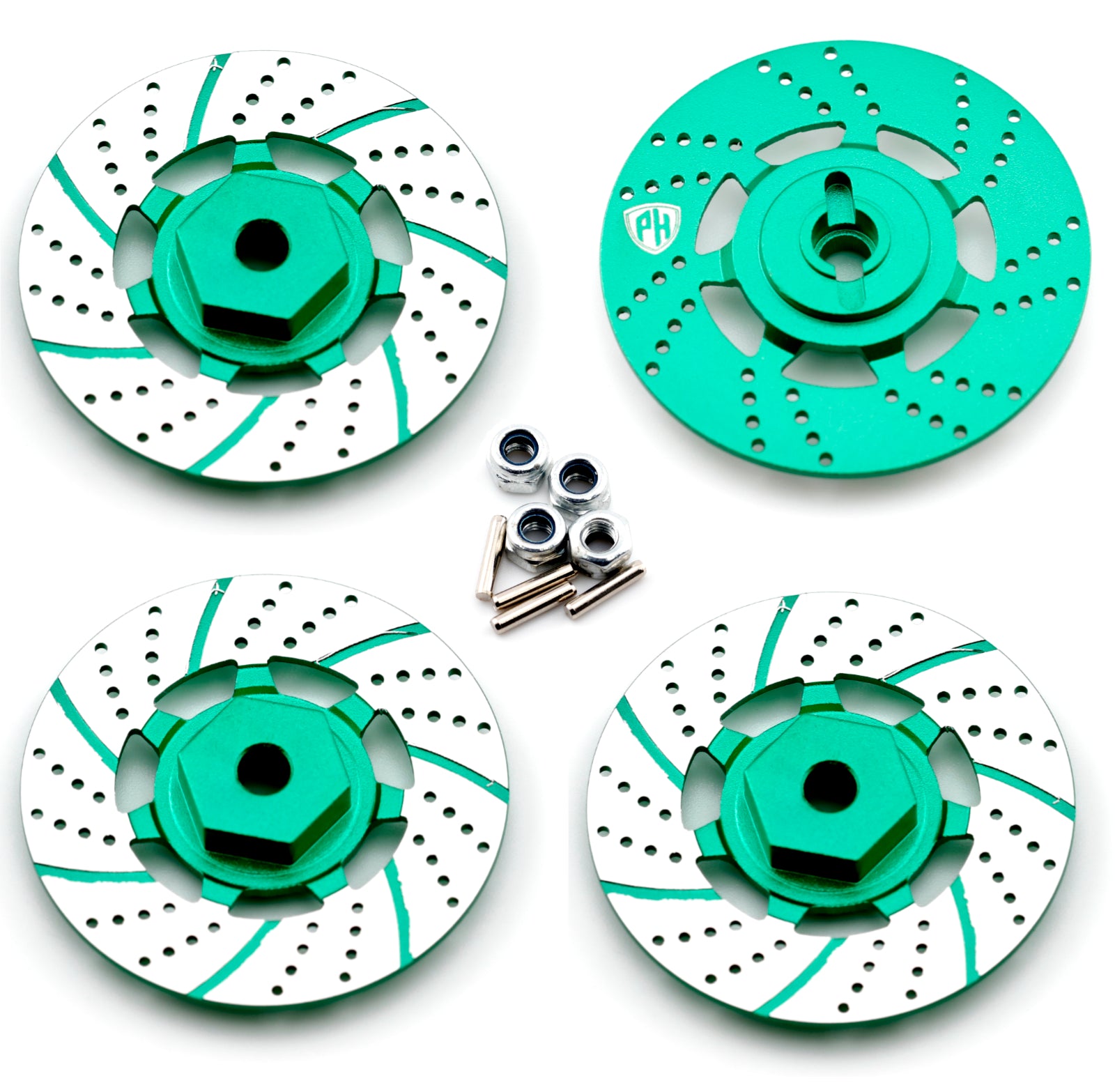 Powerhobby Aluminum Brake Disc Wheel Hubs Green MST RMX 2.5 | PowerHobby