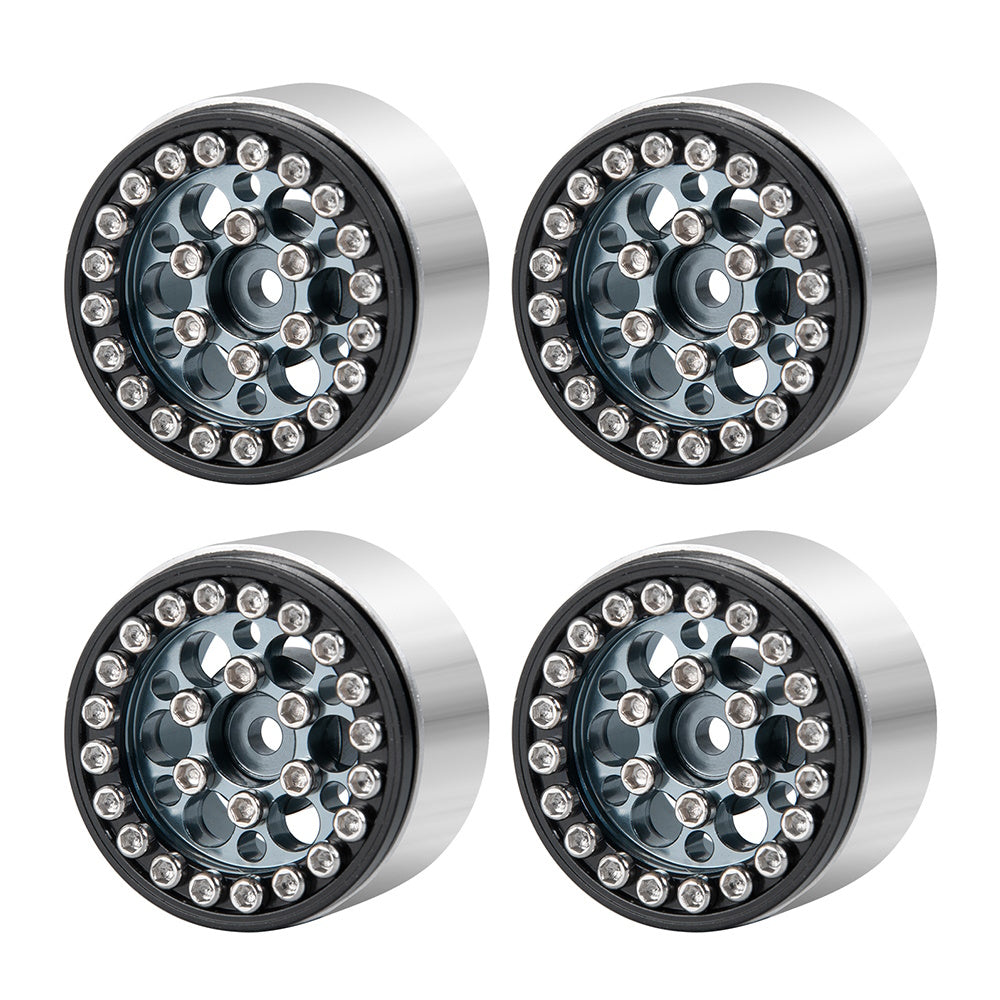 Powerhobby 1.0" Beadlock Wheels Titanium (4) 1/24 Rock Crawler | PowerHobby
