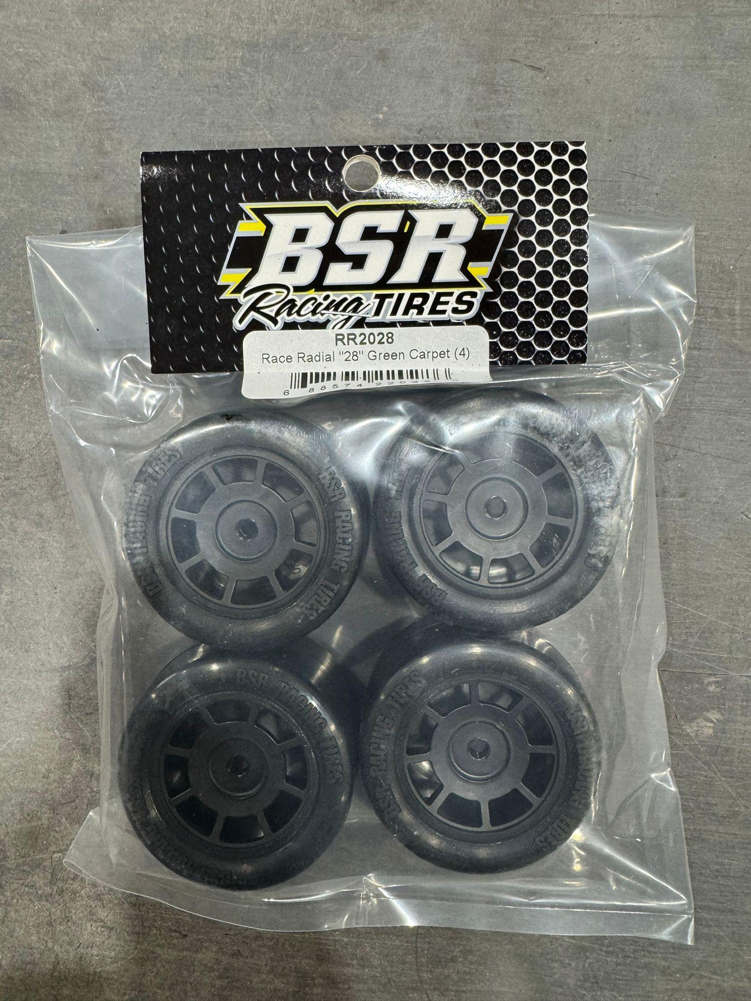 BSR RR2028 Race Radial "28" Green Carpet Tires (4) Losi Nascar | PowerHobby