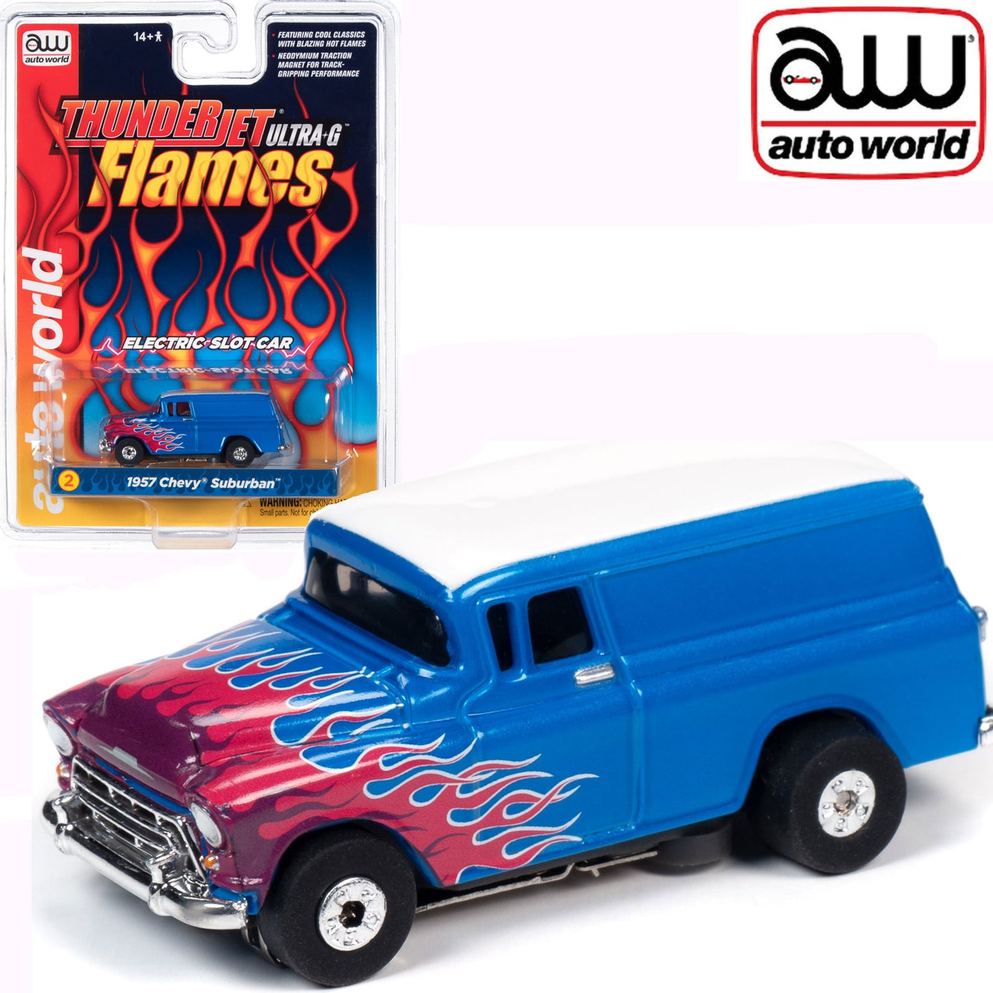 Auto World 1957 Chevy Suburban Thunderjet Flames HO Slot Car SC353 fits AFX | PowerHobby