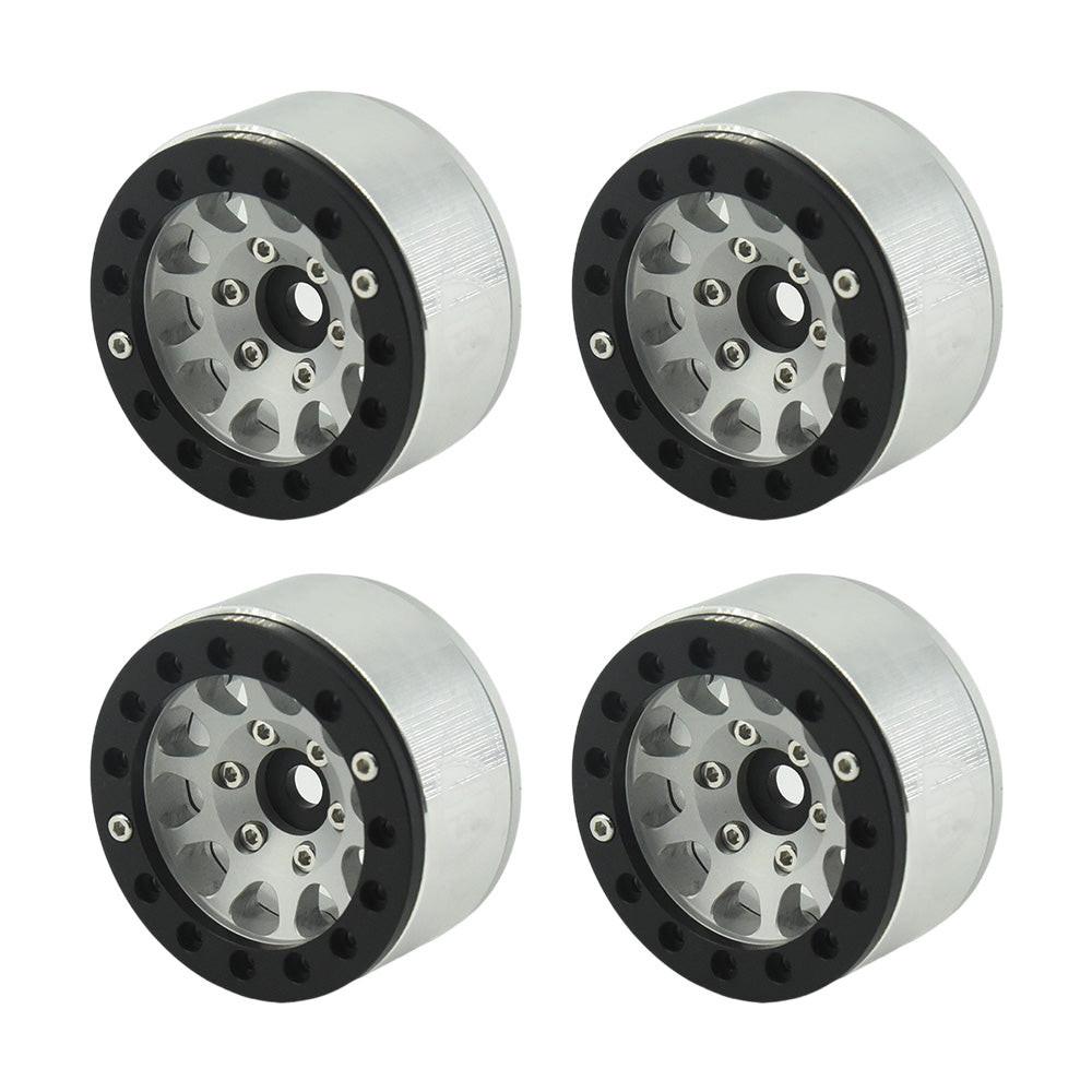 Powerhobby Aluminum 1.55" Beadlock Wheels Silver (4) 1/10 Rock Crawler ...