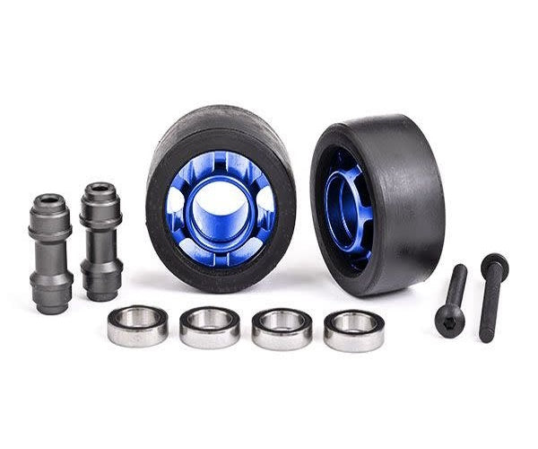 Traxxas 7775X Aluminum Wheelie Bar Wheels Blue Maxx Sledge X-Maxx XRT ...