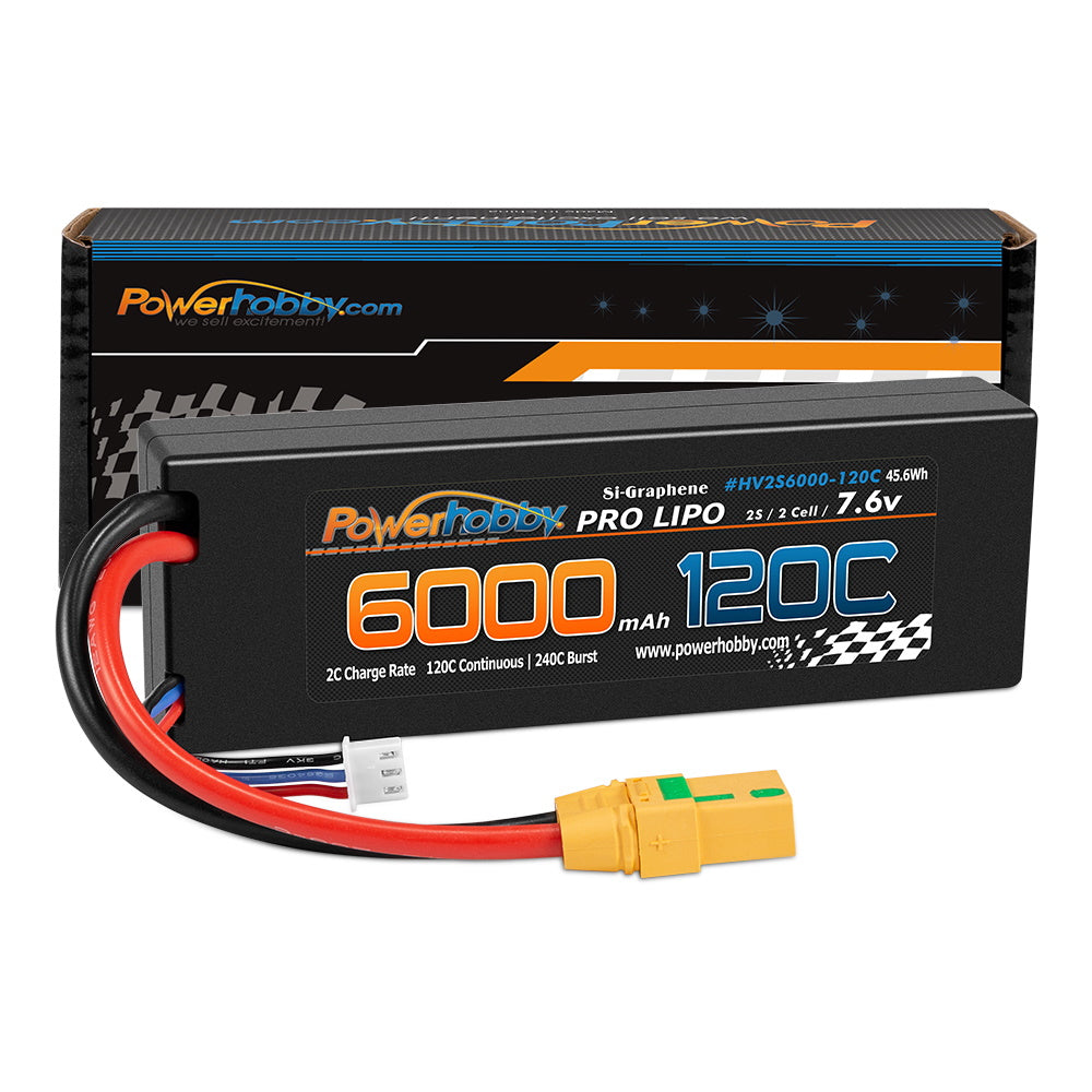 Powerhobby 2S 7.6V HV + Graphene 6000MAh 120c Lipo Battery w XT90 Plug ...