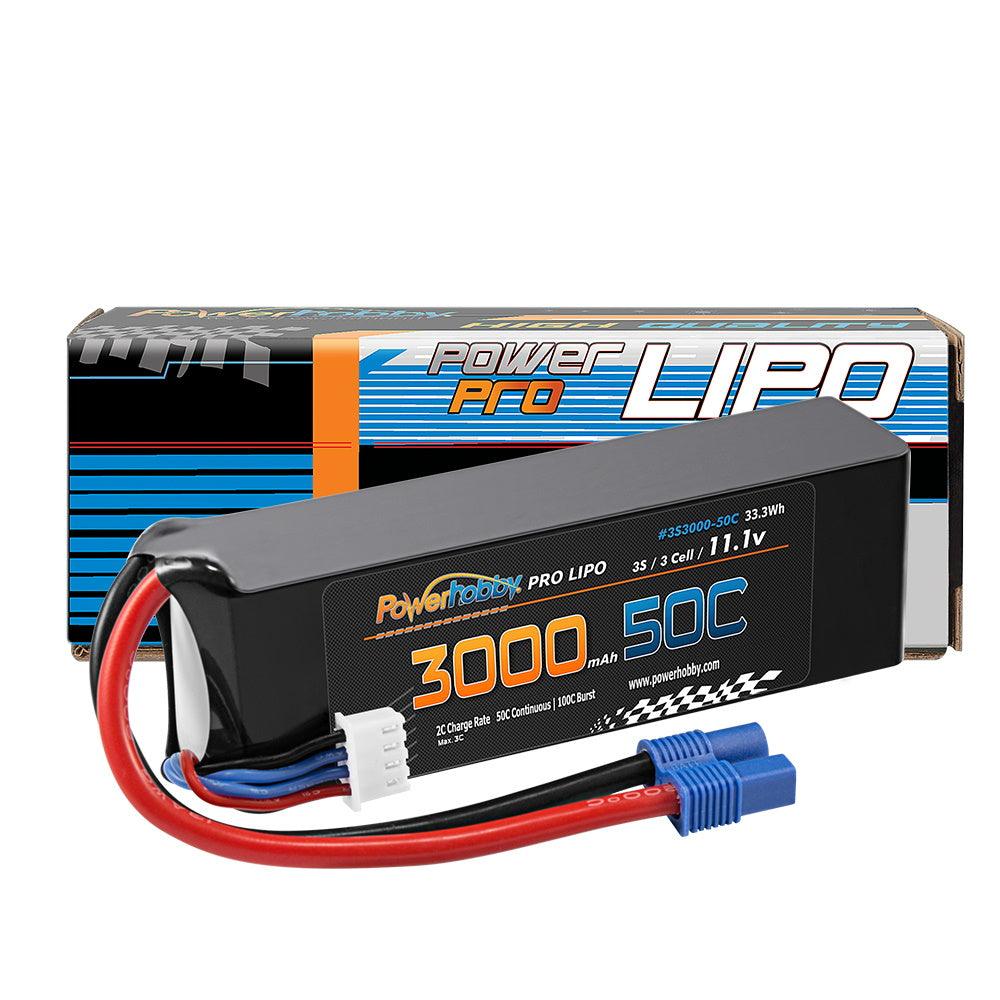 Powerhobby 3S 11.1V 3000mAh 50C Lipo Battery w EC3 Connector / Plug ...