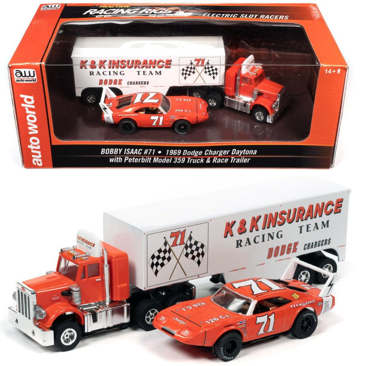 Auto World Bobby Isaac 1969 Dodge Daytona Peterbilt 359 Truck AFX slot ...