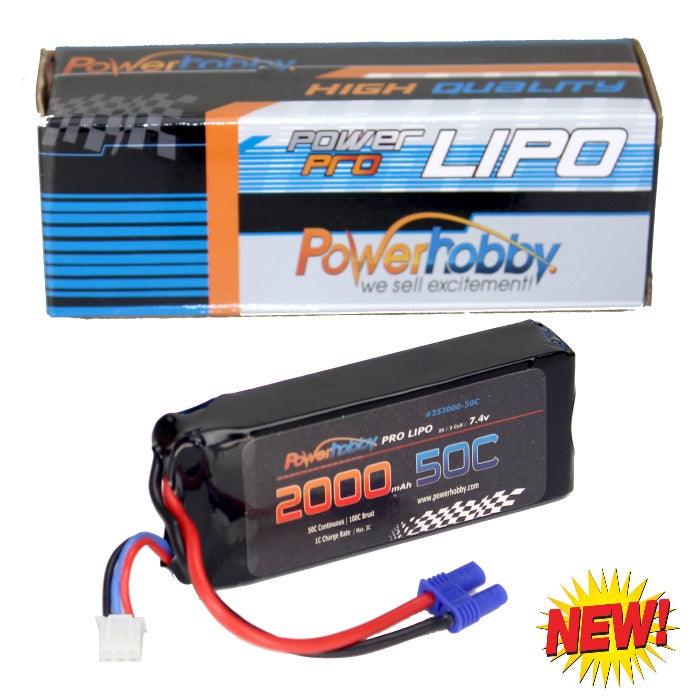 Powerhobby 2s 7.4V 2000mah 50c EC2 Lipo Battery | PowerHobby