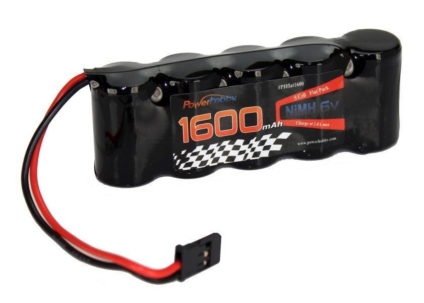 Powerhobby 6V 1600mAh NiMH Flat Battery Pack with Hitec Connector ...