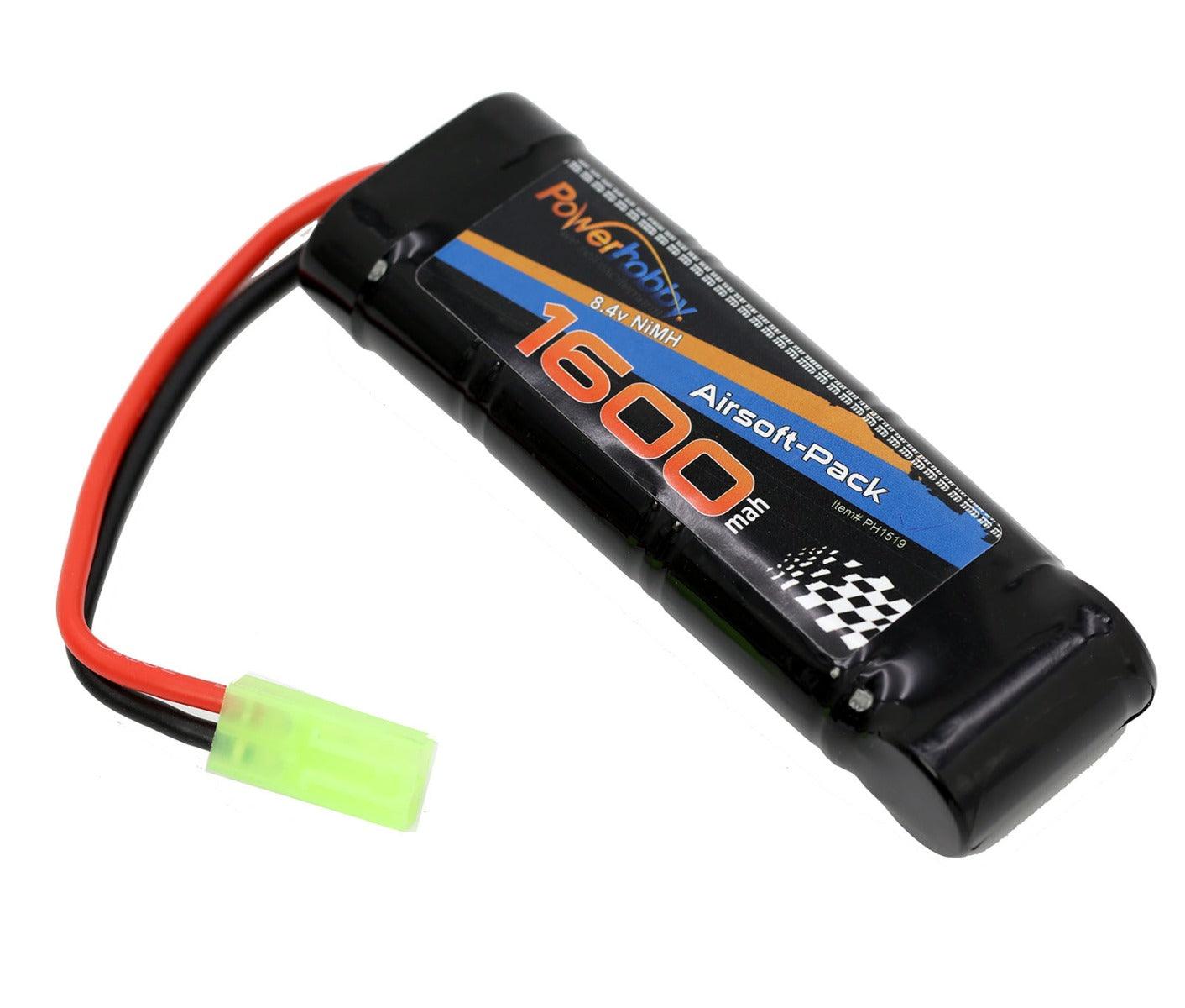 Powerhobby 8.4V 1600mAh Airsoft Battery NiMH Flat Battery Pack with ...