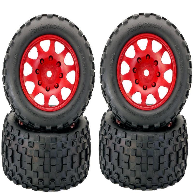 Powerhobby SCORPION XL Belted Tires / Viper Wheels (4) FOR Traxxas X ...