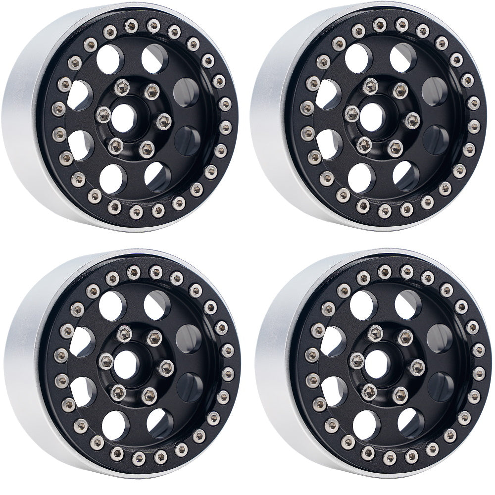 Powerhobby B2 Aluminum 1.9 Beadlock Wheels 9mm Hubs Black (4) 1/10 Rock ...