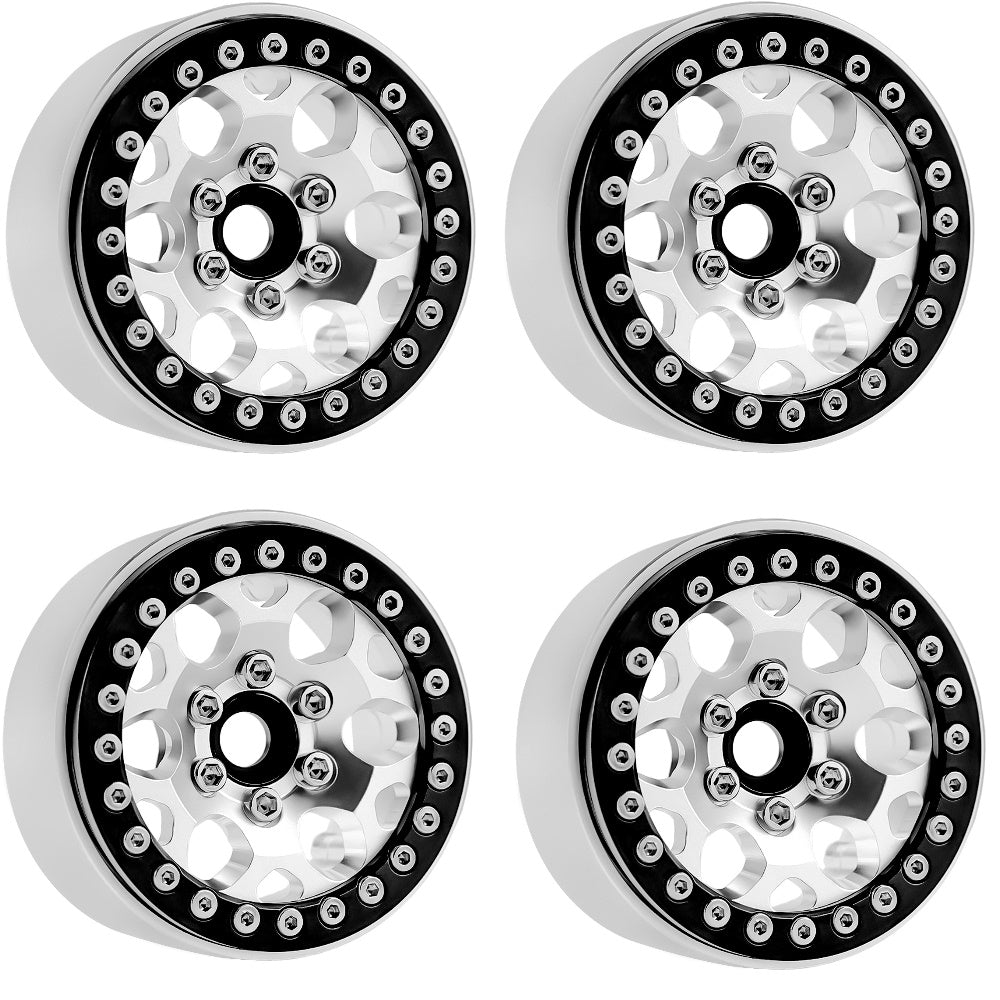 Powerhobby B3 Aluminum 1.9 Beadlock Wheels 9mm Hubs Silver (4) 1/10 ...