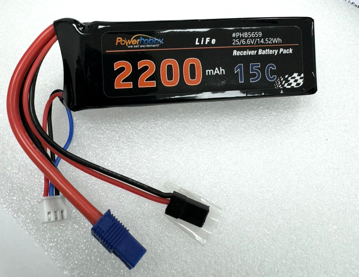 Powerhobby 6.6V 2200mAh 2S LiFe Receiver Battery Universal Receiver EC3 ...