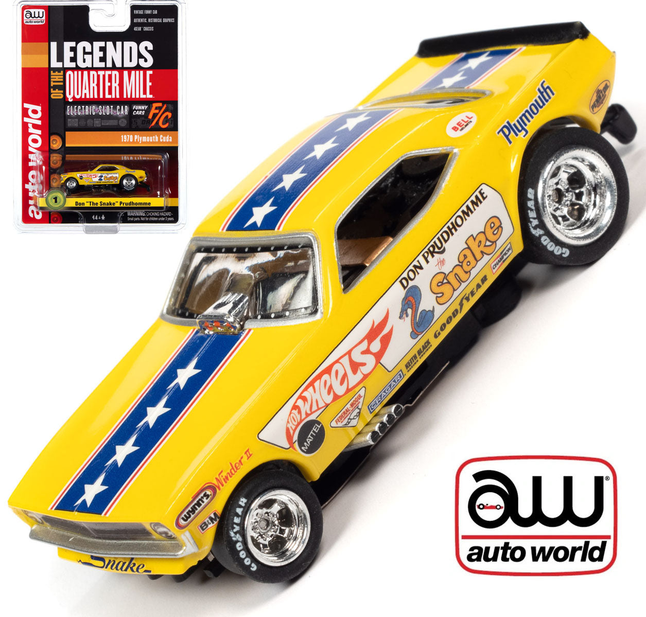 Auto World 4Gear Don The Snake Prudhomme Plymouth Cuda AFX HO Slot Car ...